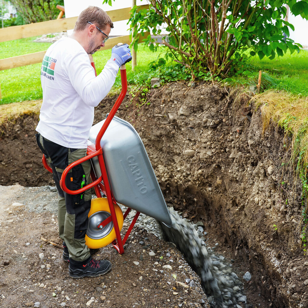 Frostschutzschicht unter Streifenfundament einbauen - Aushub ...
